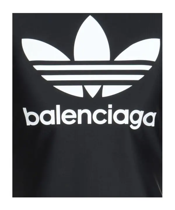 Balenciaga High-neck Short-sleeve Top With Graphic Print - Black