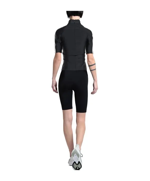 Balenciaga High-neck Short-sleeve Top With Graphic Print - Black
