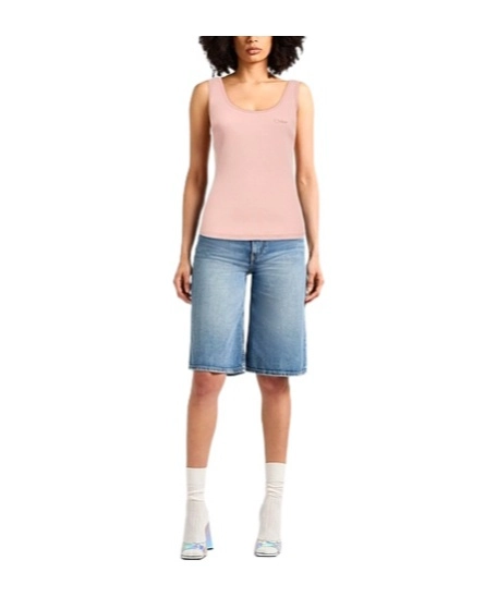 Chloé Ribbed Jersey Scoop Neck Sleeveless Top With Appliqué Logo - Pink