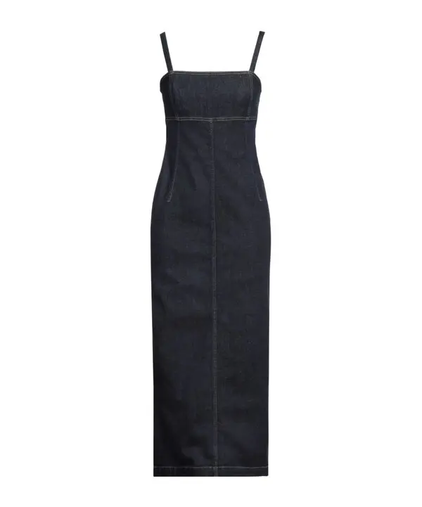 Max Mara Slim-fit Denim Midi Dress With Zipper And Back Slit
