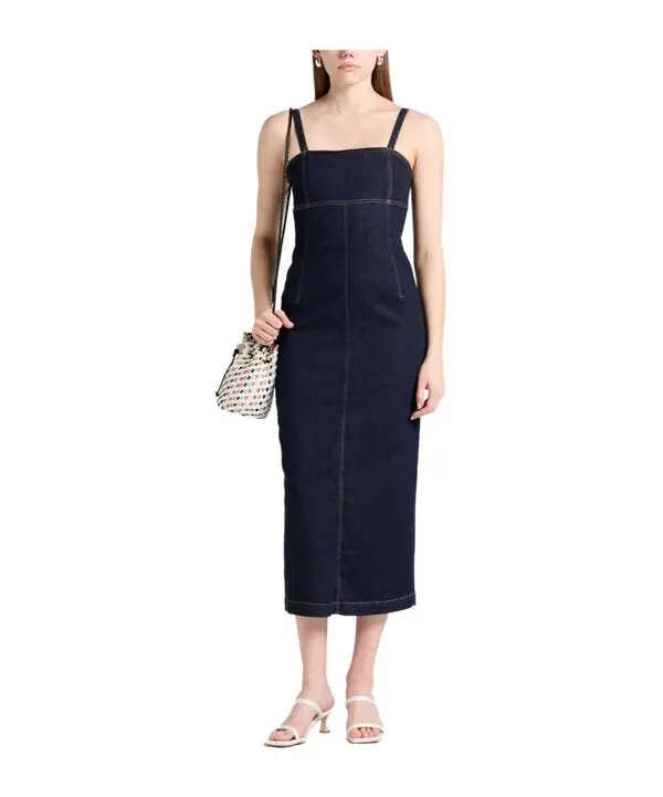 Max Mara Slim-fit Denim Midi Dress With Zipper And Back Slit