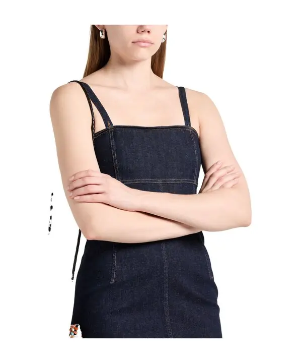 Max Mara Slim-fit Denim Midi Dress With Zipper And Back Slit