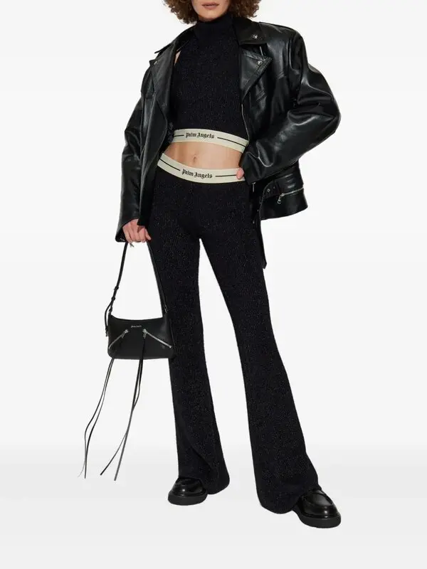 Palm Angels Logo-waistband Flared Trousers