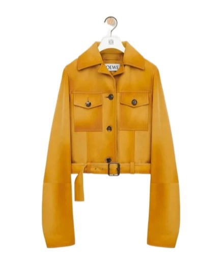 Loewe Cropped Suede Lambskin Jacket - Camel