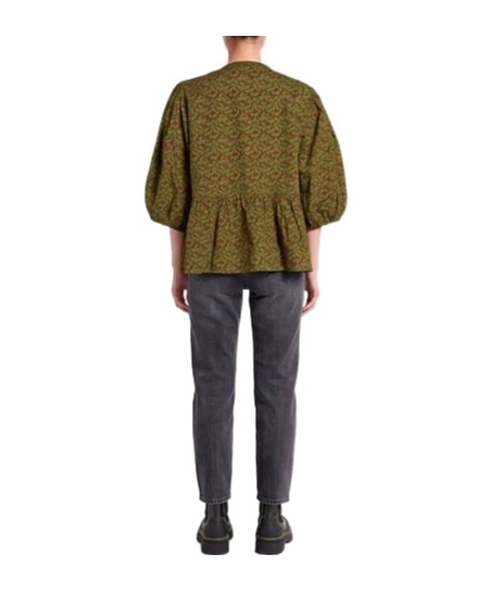 GANNI Floral Print Poplin Shirt - Green