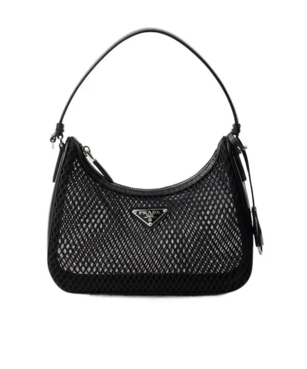 Prada Re-edition 2005 Mesh And Brushed Leather Bag