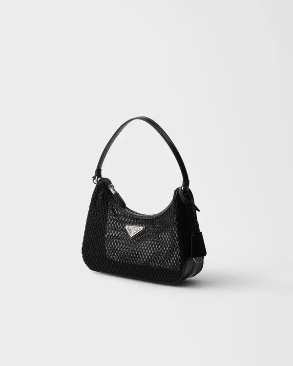 Prada Re-edition 2005 Mesh And Brushed Leather Bag