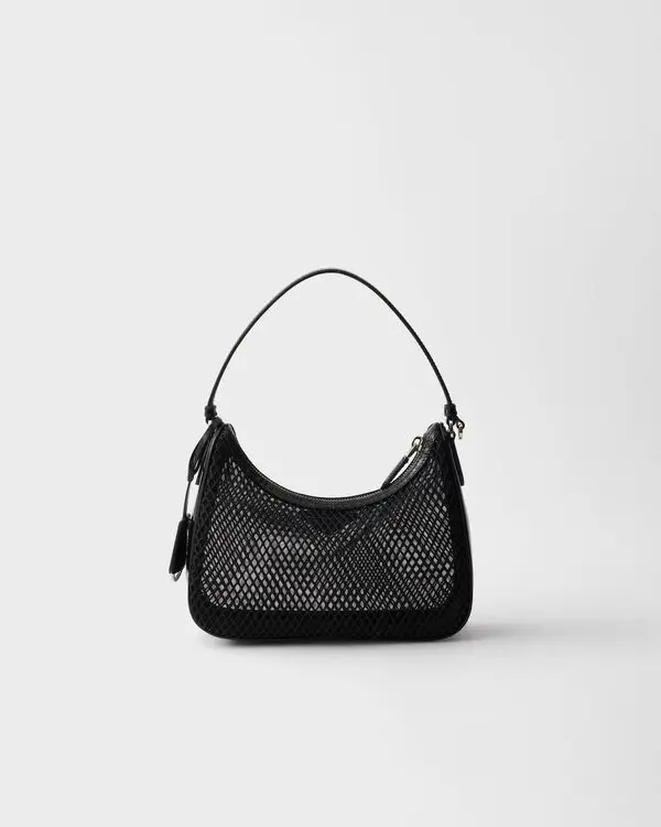 Prada Re-edition 2005 Mesh And Brushed Leather Bag