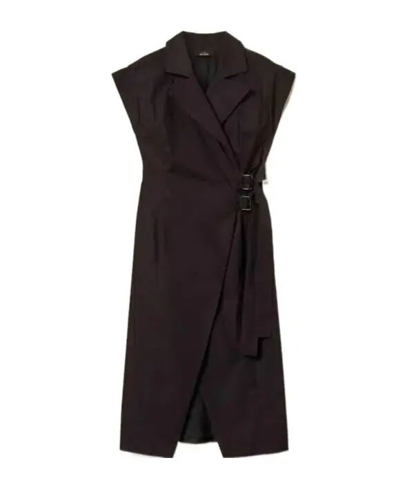 TWINSET Double-breasted Dress With Side Buckle Detail - Black