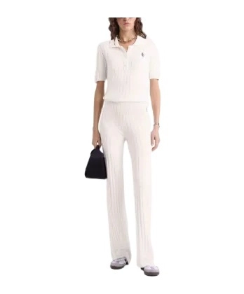 SPORTY  RICH Sporty & Rich Ribbed Knit Straight Leg Trousers