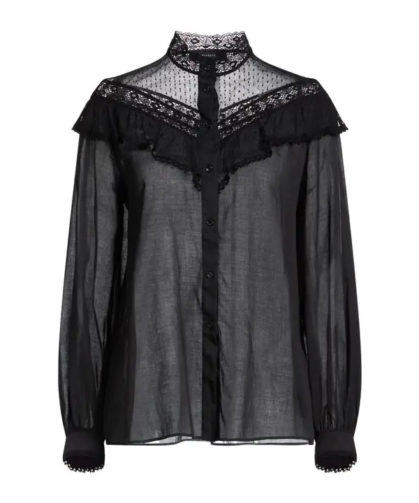 Max Mara Semi-sheer High-neck Lace Trim Blouse
