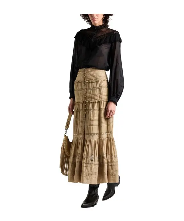 Max Mara Semi-sheer High-neck Lace Trim Blouse