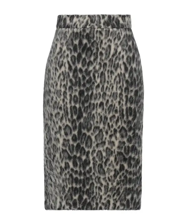 Max Mara Leopard Print Wool Midi Skirt