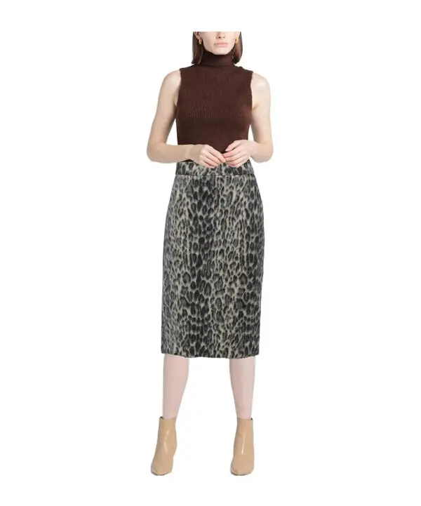 Max Mara Leopard Print Wool Midi Skirt