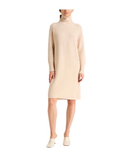 Max Mara Ribbed Turtleneck Long Sleeve Midi Dress