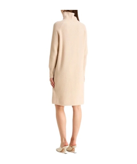 Max Mara Ribbed Turtleneck Long Sleeve Midi Dress