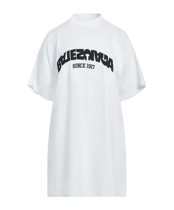 Balenciaga Oversized Long T-shirt With Printed Logo - White