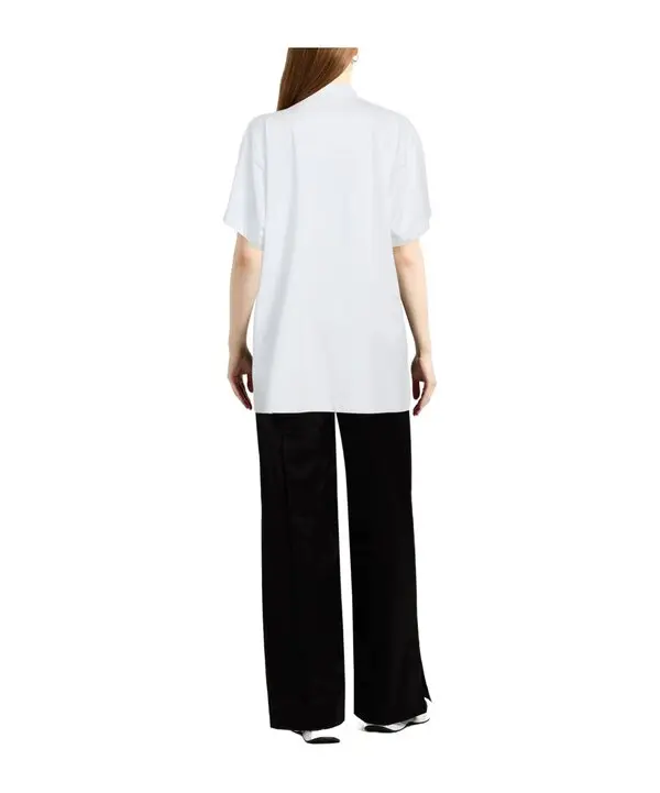 Balenciaga Oversized Long T-shirt With Printed Logo - White
