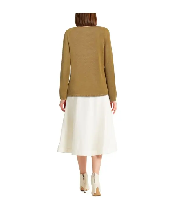 Max Mara Solid Color Linen Long-sleeve Knit Sweater