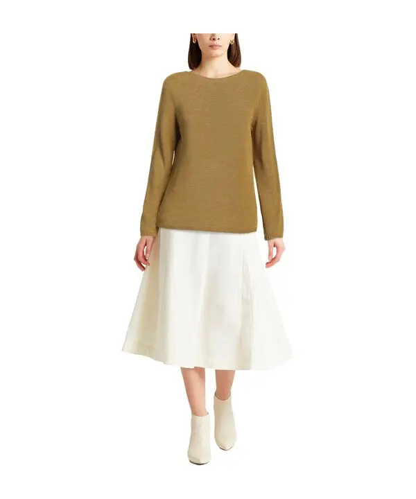 Max Mara Solid Color Linen Long-sleeve Knit Sweater