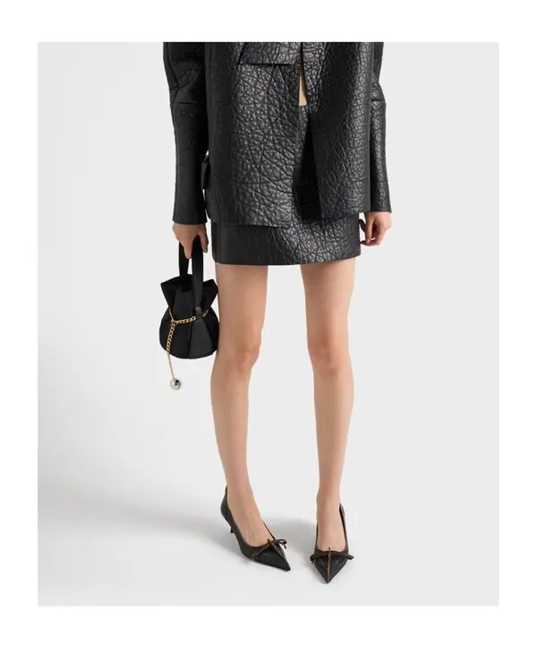Prada Nappa Leather Mini Skirt - Black