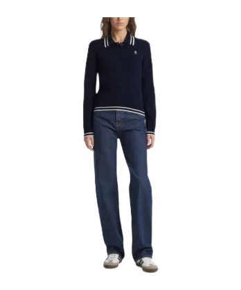 SPORTY  RICH Sporty & Rich Cable Knit Striped Polo Shirt