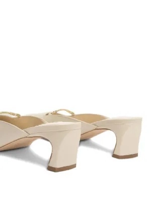 By Far Leda Sculpted Chain Leather Mules - Nude
