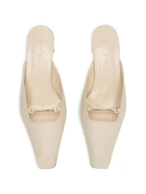 By Far Leda Sculpted Chain Leather Mules - Nude