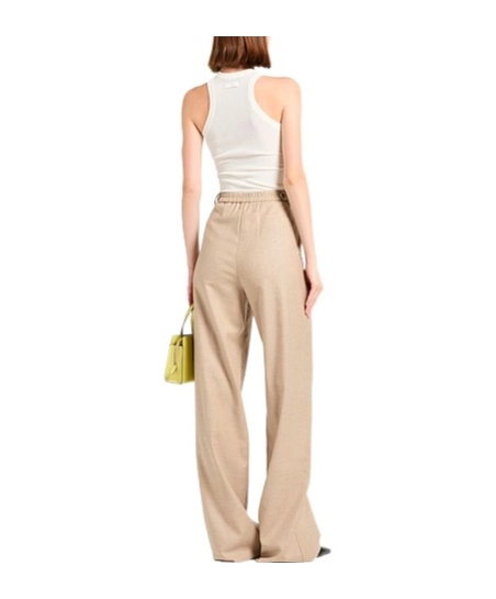 Max Mara Solid Straight-leg Long Flannel Trousers