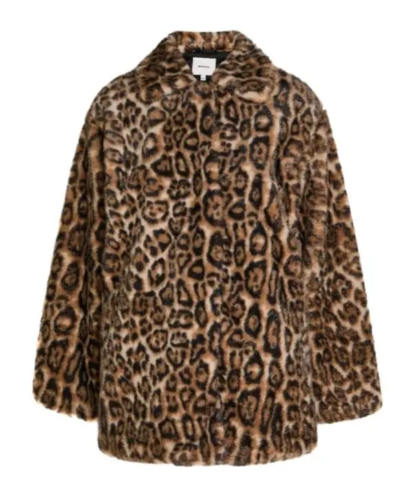 REFORMATION Faux Fur Leopard Print Coat