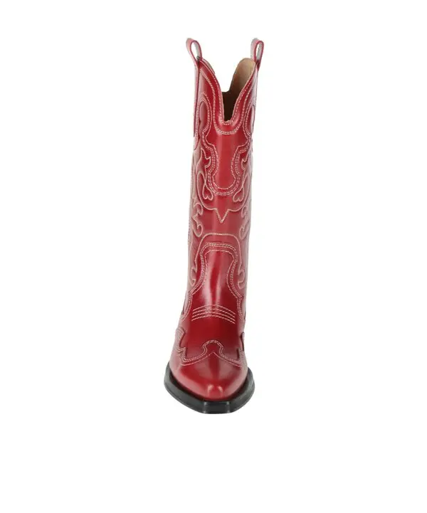 GANNI Embroidered Leather Cowboy Boots