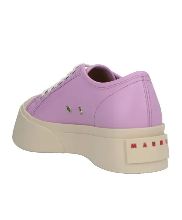 Marni Low Top Lace Up Leather Sneakers - Nude