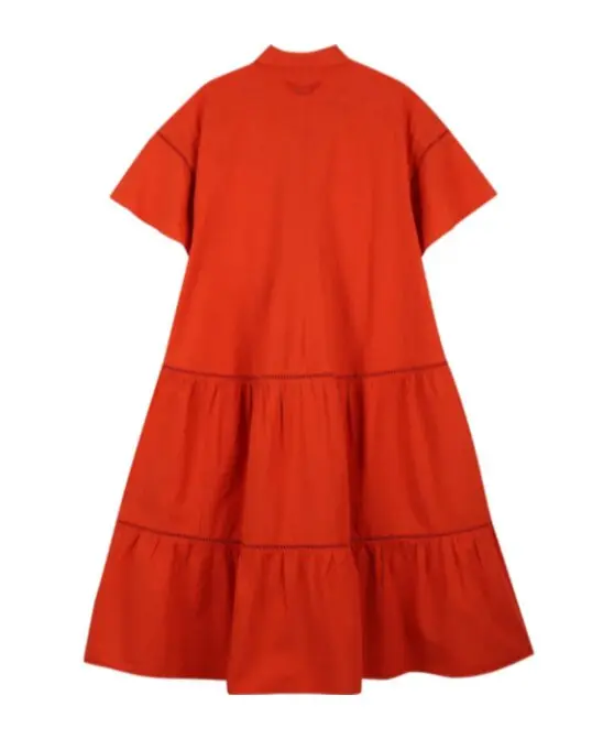 Zadig&Voltaire Button-up Dress With Tiered Skirt And Embroidery