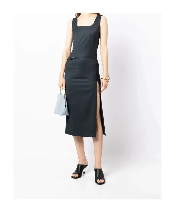 LOW CLASSIC Side-slit Belted Dress