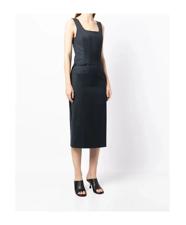 LOW CLASSIC Side-slit Belted Dress