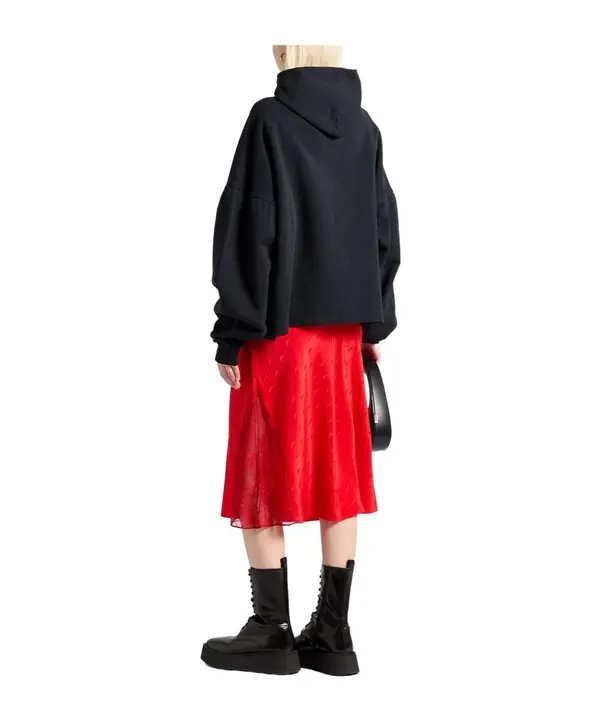 Balenciaga Cropped Hoodie With Logo Print