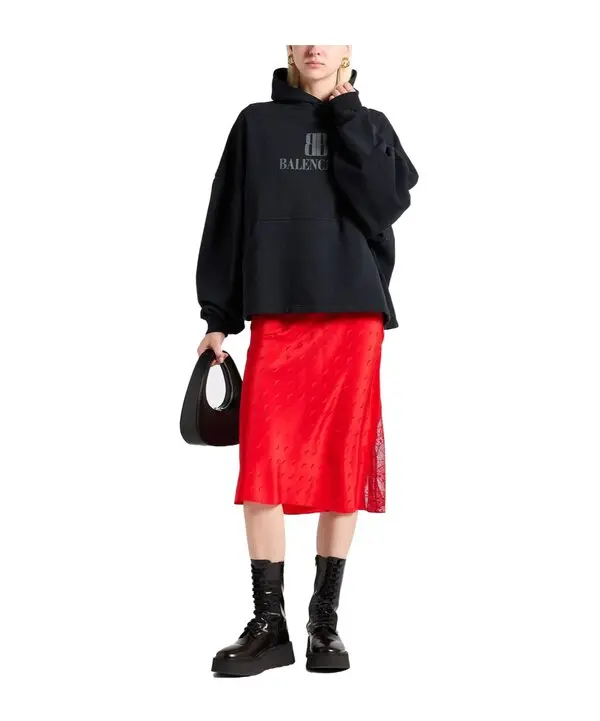 Balenciaga Cropped Hoodie With Logo Print