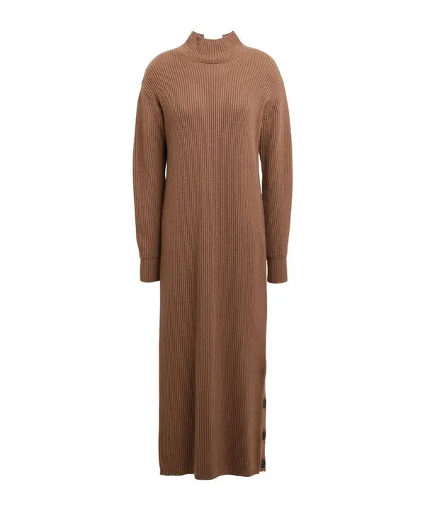 Max Mara Ribbed Knit High Neck Maxi Dress