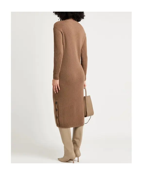 Max Mara Ribbed Knit High Neck Maxi Dress