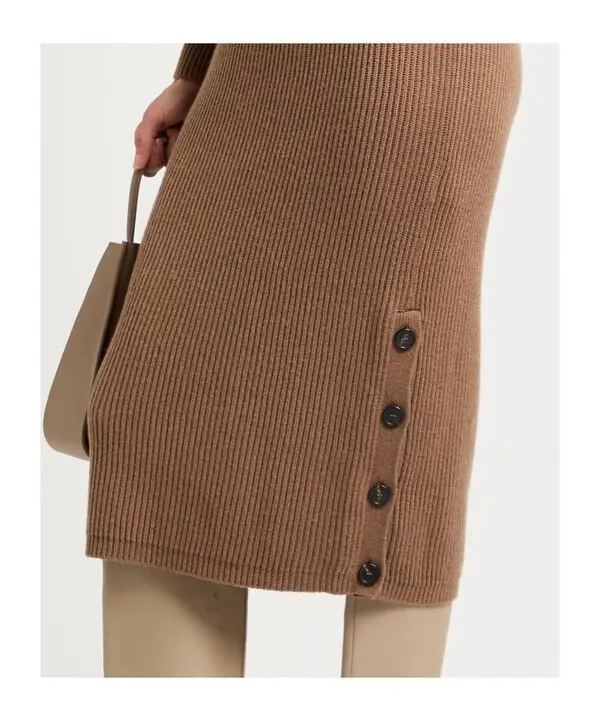 Max Mara Ribbed Knit High Neck Maxi Dress