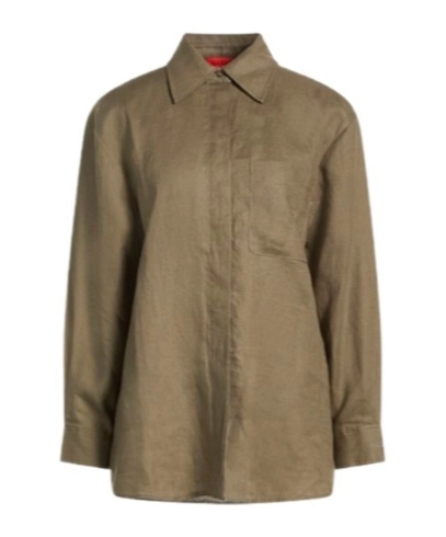 MAXCO. Solid Color Long Sleeve Linen Shirt