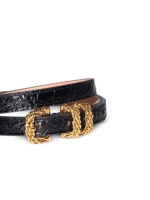 By Far Embossed Gold-tone Buckle Belt
