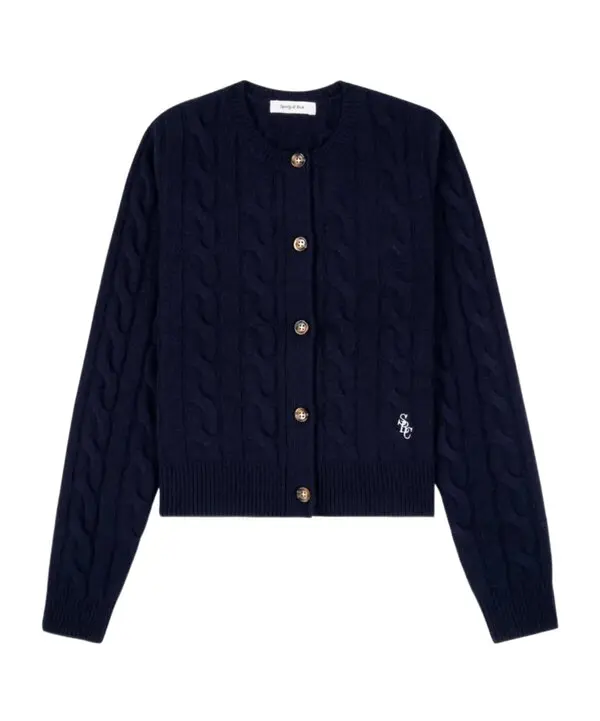 SPORTY  RICH Sporty & Rich Cable-knit Button Cardigan