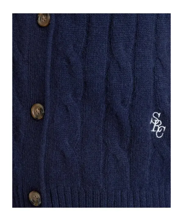 SPORTY  RICH Sporty & Rich Cable-knit Button Cardigan
