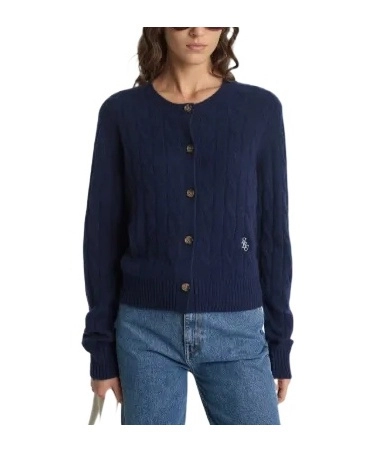 SPORTY  RICH Sporty & Rich Cable-knit Button Cardigan