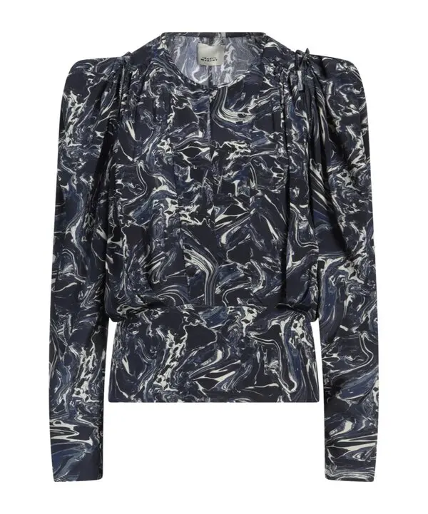 Isabel Marant Étoile Marble-print Long-sleeve Blouse