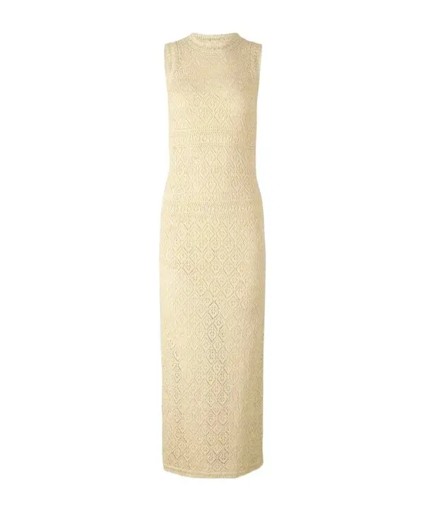 Eleventy Knit Midi Dress With All-over Pattern - Cream