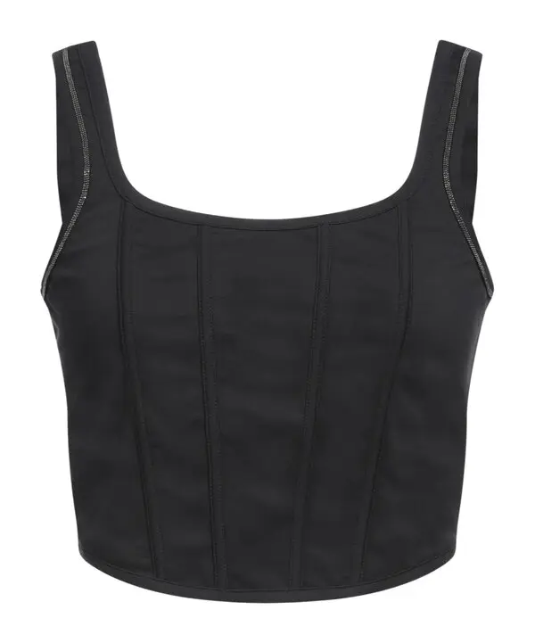 Brunello Cucinelli Cropped Square-neck Corset Top