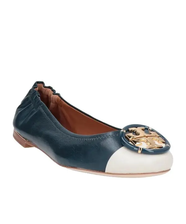 Tory Burch Two-tone Leather Round Toe Ballet Flats