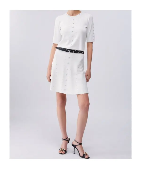 Liu Jo Studded Knitted Top With Crew Neck And Short Sleeves